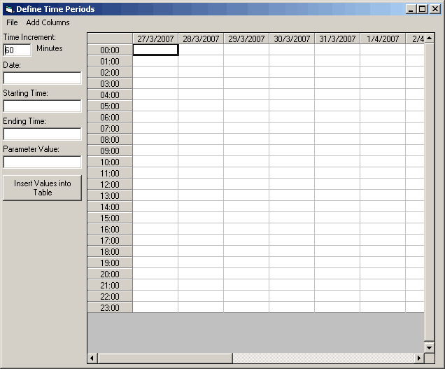 Configurando valores de parâmetros para um período de tempo determinado ...